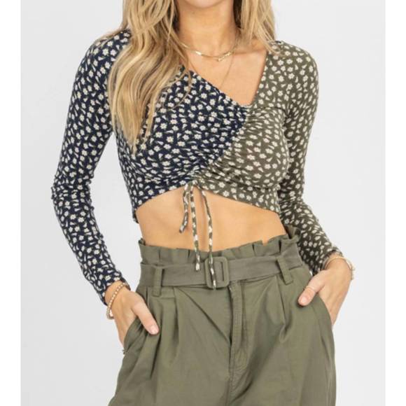 ENDLESS BLU. | Tops | New Endless Blu Asymmetric Shirred Tie Crop In ...